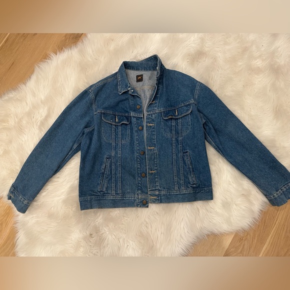 Lee | Jackets & Coats | Vintage Lee 98s Dark Acid Wash Denim Trucker ...